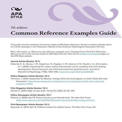 How to Cite References Using APA 7th Edition | PDF
