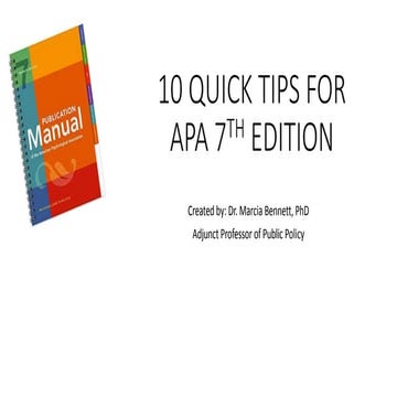 Quick Tips for APA 7th Edition | PPTX