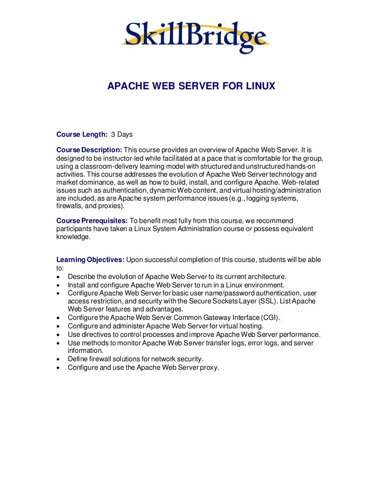 APACHE WEB SERVER FOR LINUX