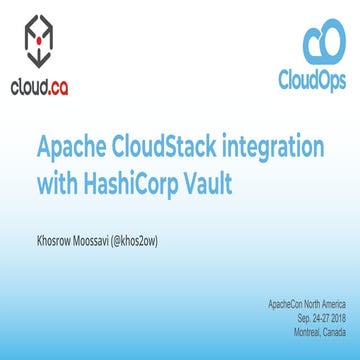 Apache Cloudstack Integration With Hashicorp Vault Ppt