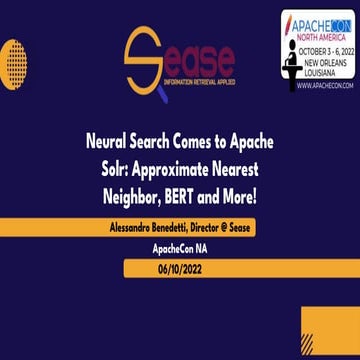 Neural Search Comes To Apache Solr Ppt