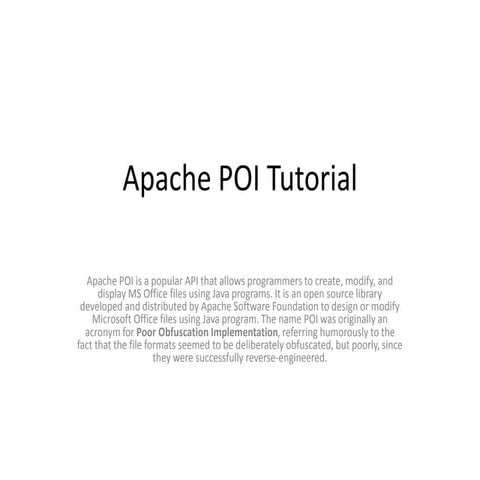 Apache Poi Tutorial Ppt