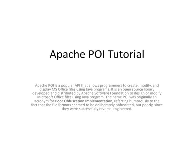 Apache Poi Tutorial Ppt