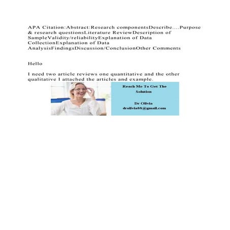 APA CitationAbstractResearch componentsDescribe....Purpose & resea | DOCX