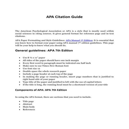 Complete Guide to APA Format Example to Remember | PDF