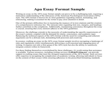 Apa Essay Format Sample | Pdf