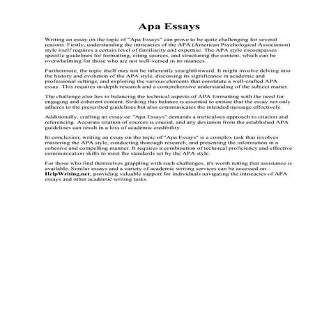 Apa Essays | PDF