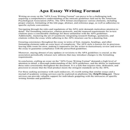Apa Essay Writing Format | PDF