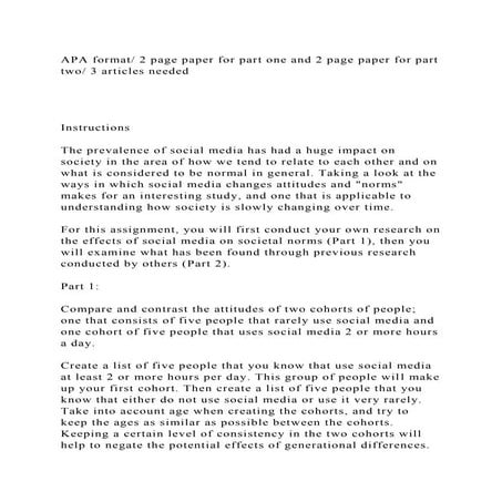 APA format 2 page paper for part one and 2 page paper for part two | DOCX