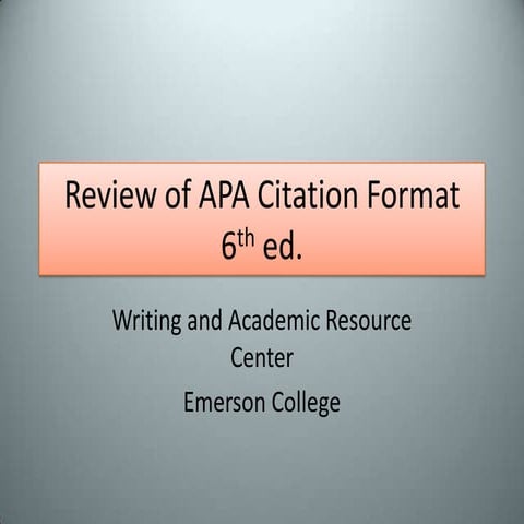 Apa format 6th ed | PPTX