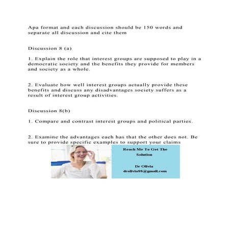 Apa format and each discussion should be 150 words and separate all .docx