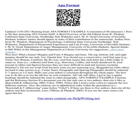 APA Format Guide for Research Papers | PDF