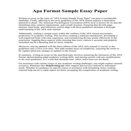 Apa Format Sample Essay Paper Pdf