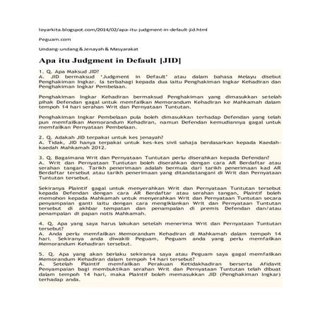 Apa itu judgment in default | DOCX