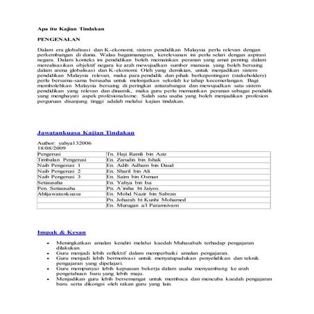 Apa itu kajian tindakan | DOCX