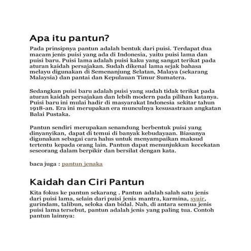 Apa itu pantun | DOCX