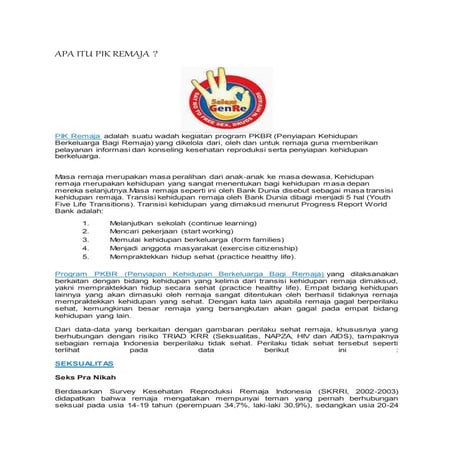Apa itu pik remaja | DOCX