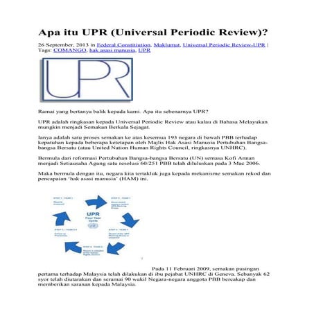 Apa itu UPR dan perbincangan mengenai UPR | DOCX