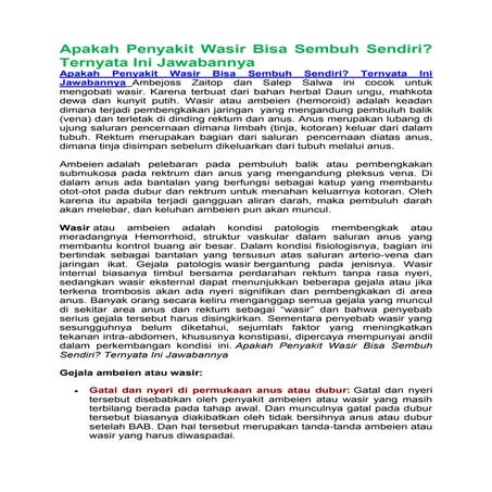 Wasir dan pengobatanya | PDF