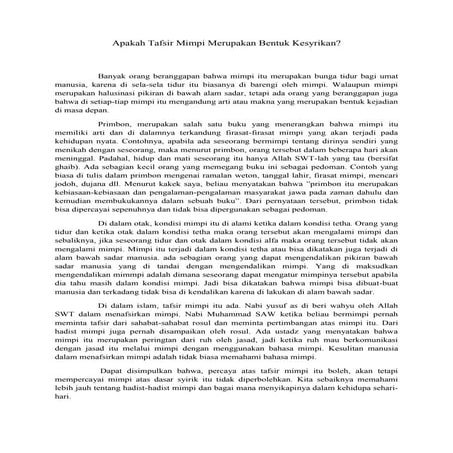 Apakah tafsir mimpi itu merupakan bentuk kesyrikan | DOCX