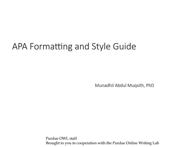 APA (7th Edition) Formatting and Style Guide | PPT | Educational ...