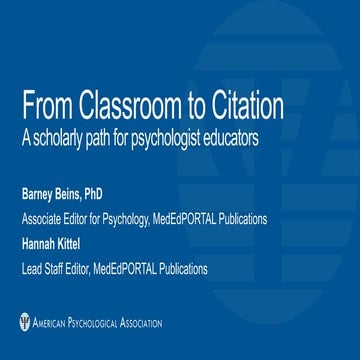 From Classroom to Citation: A Scholarly path for psychologist educators ...