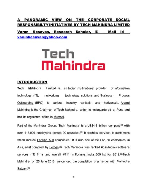Tech mahindra | PPT