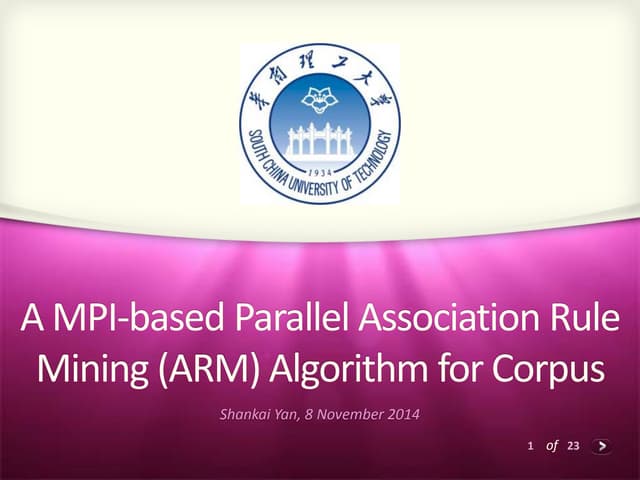 A Parallel Association Rule Mining Algorithm For Corpus Ppt