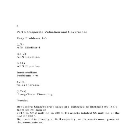 aPart 5 Corporate Valuation and GovernanceEasy Problem.docx