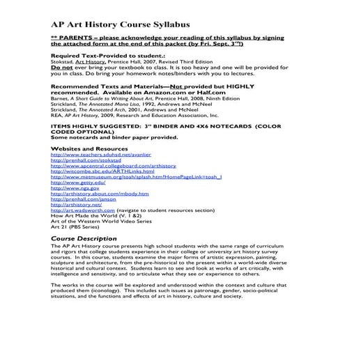 Ap art hist_syllabus_fall10 | PDF
