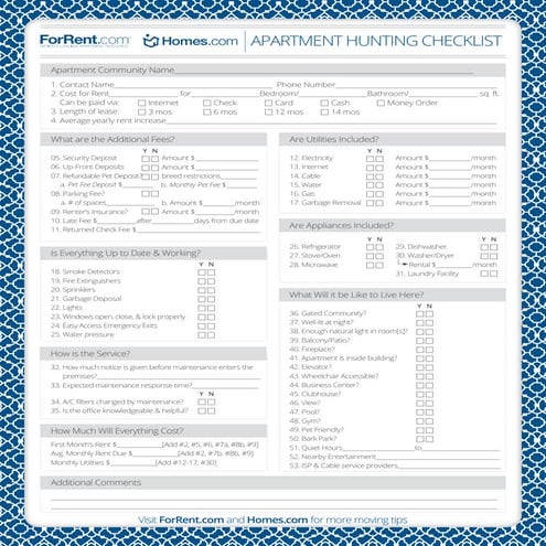 Apartment Hunting Checklist | PDF
