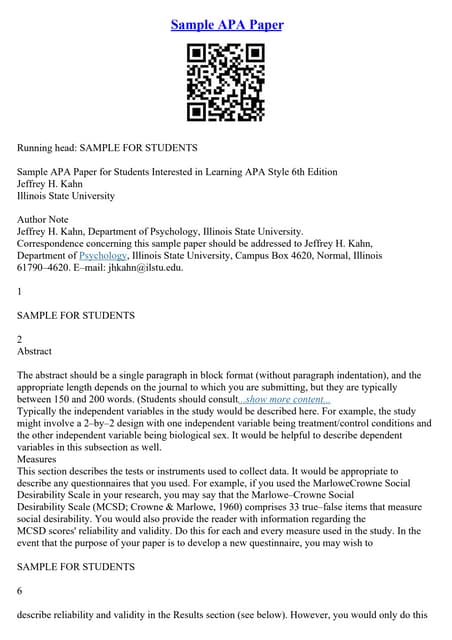 Apa Format Example Essay Paper