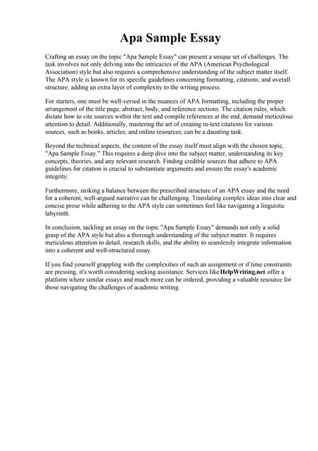 Apa Sample Essay Pdf