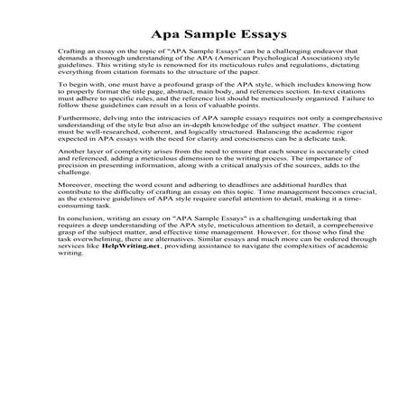 Apa Sample Essays | PDF