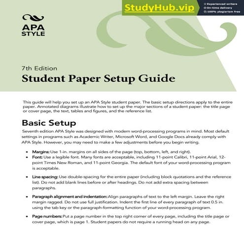 APA Student Paper Setup Guide | PDF