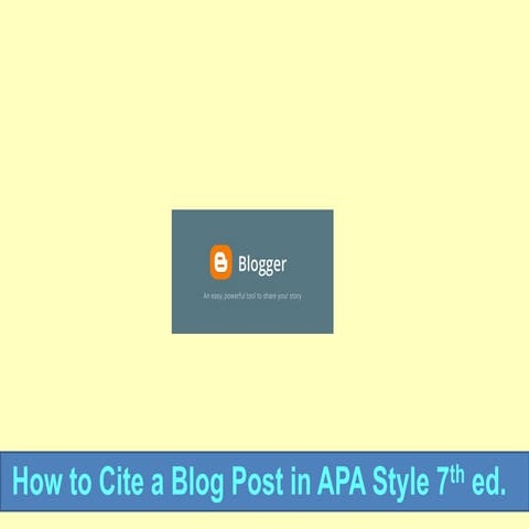 Apa style 7th ed. how to cite a blog | PPT