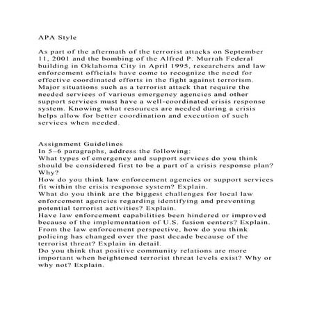APA StyleAs part of the aftermath of the terrorist attacks on Se.docx