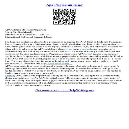 Apa Style For Essays | PDF