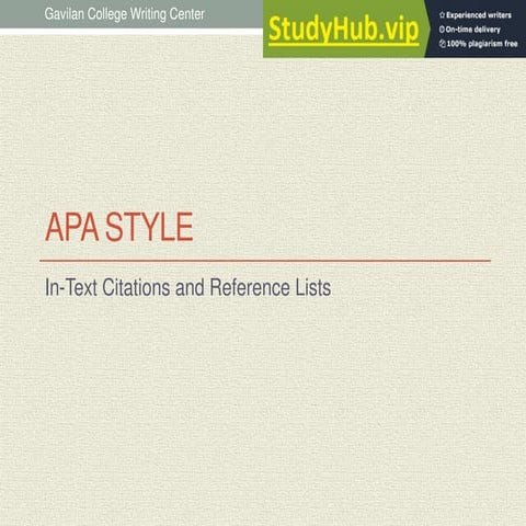 APA STYLE In-Text Citations And Reference Lists Gavilan College Writing ...