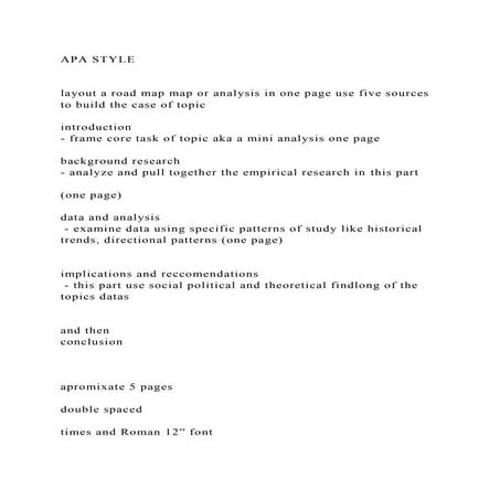 APA STYLE layout a road map map or analysis in one page use fi | PDF