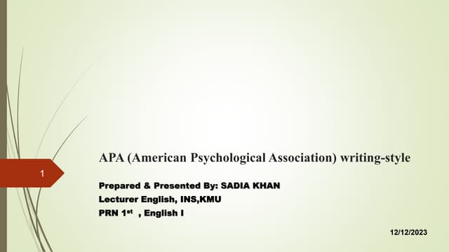 Tutorial 1 APA Citation Format.pdf | Educational Assessment | Education