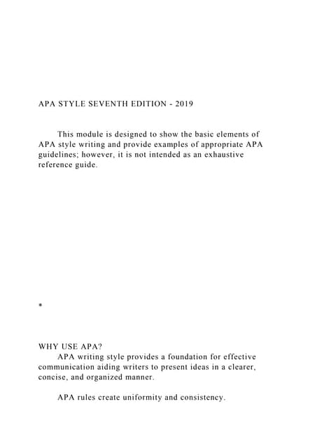 Apa Style Seventh Edition 2019this Module Is Desi Docx