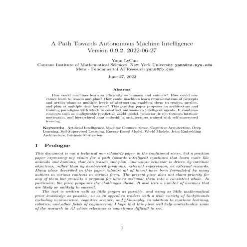 A Path Towards Autonomous Machines Pdf Artificial Intelligence