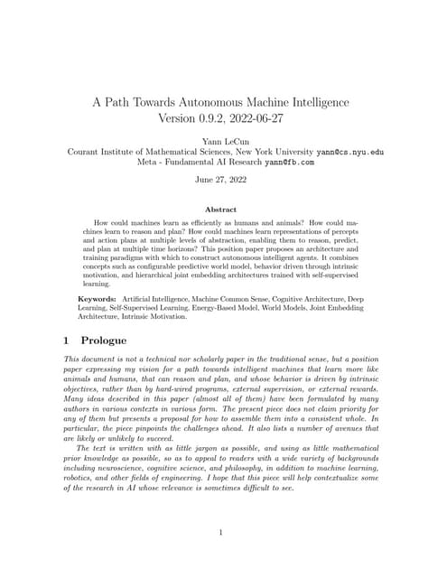 A Path Towards Autonomous Machines Pdf Artificial Intelligence
