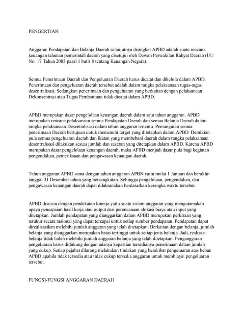 Materi Anggaran Pendapatan Belanja Daerah (APBD) ekonomi kelas XI | PPT