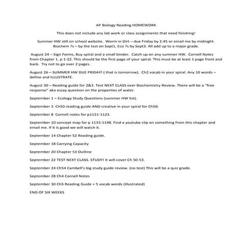 Ap biology reading homework | DOC