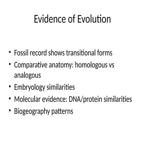 Evidence of Evolution AP Biology Second Part | PPTX