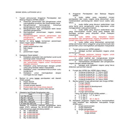 Latihan Soal APBN Ekonomi SMA | PDF