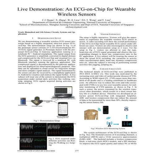 Live demonstration: An ECG-on-Chip for wearable wireless sensors | PDF