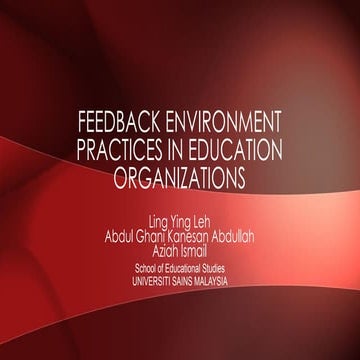 Feedback Environment Practices in Education Organizations | PPT